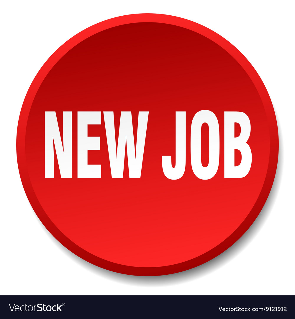 New job red round flat isolated push button Vector Image