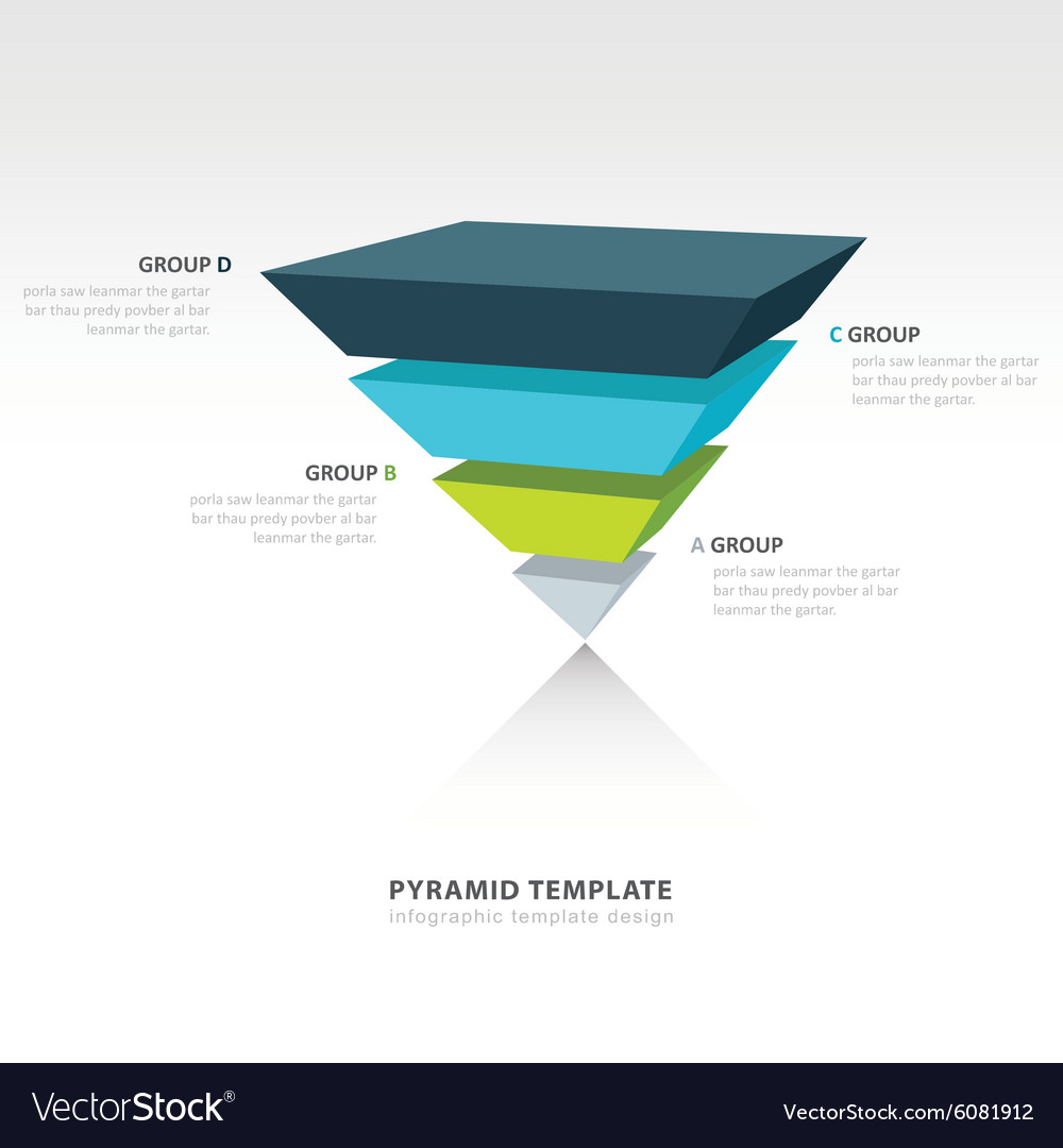 Pyramid upside down infographic template 4 color Vector Image