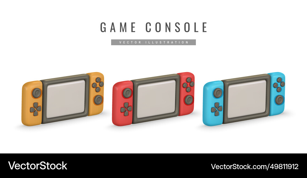 Realistic 3d game console in cartoon style pocket Vector Image