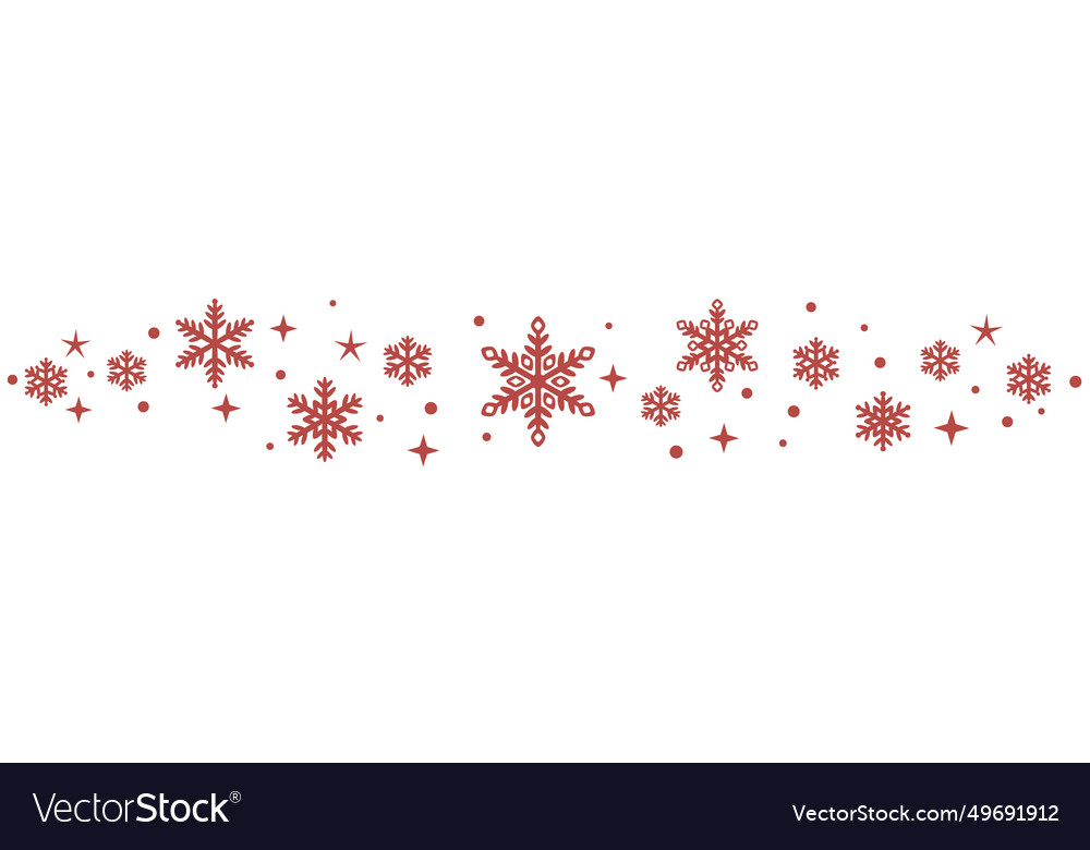 Red christmas snowflake border isolated clip art Vector Image