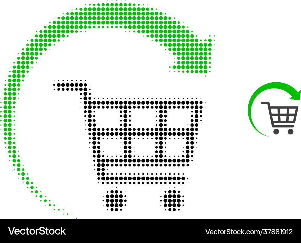 Repeat shopping cart halftone dotted icon Vector Image