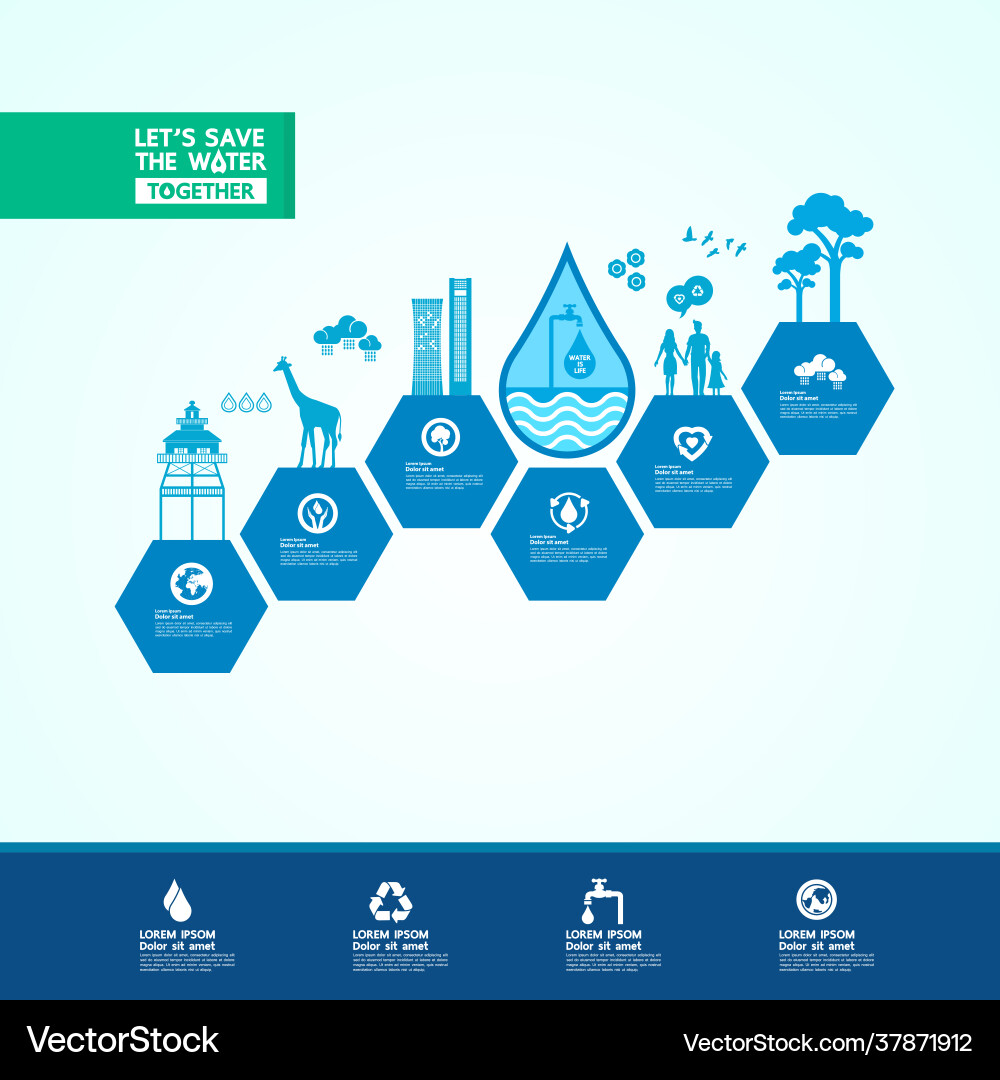 Save water for green ecology world Royalty Free Vector Image