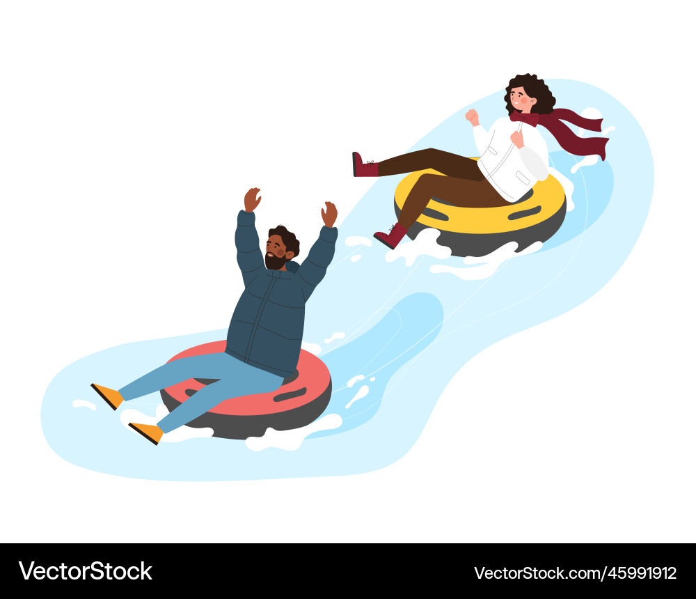 Snow tubing sliding Royalty Free Vector Image - VectorStock
