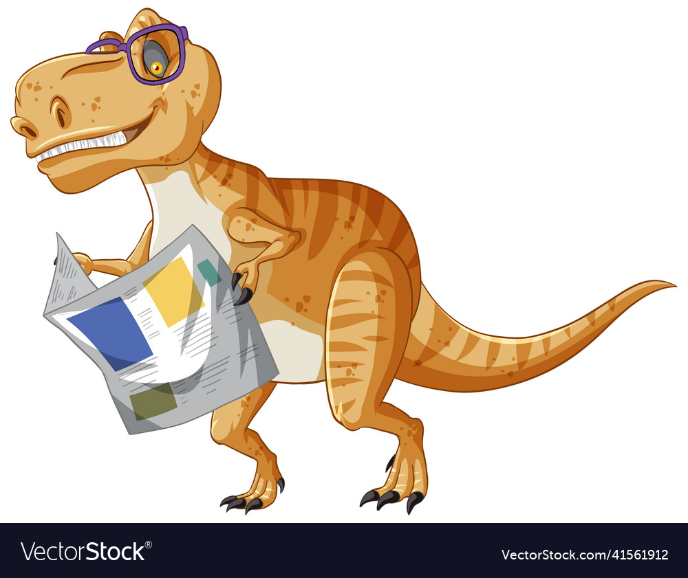 Tyrannosaurus rex dinosaur reading newspaper Vector Image