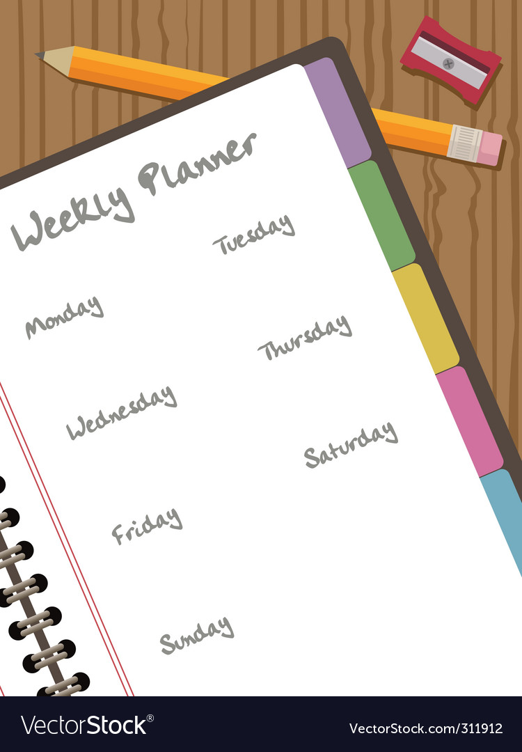 Weekly planner Royalty Free Vector Image - VectorStock