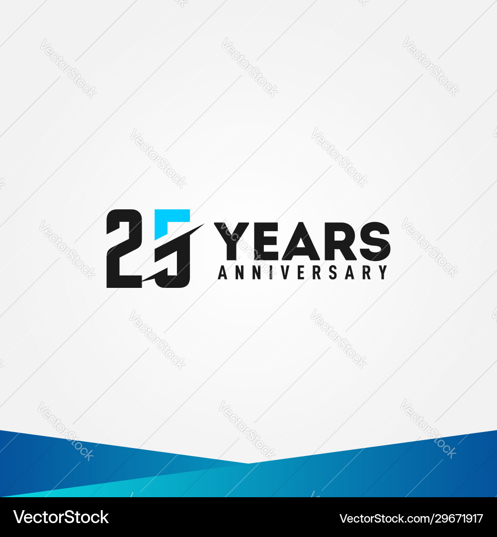 25 years anniversary black blue elegant design Vector Image