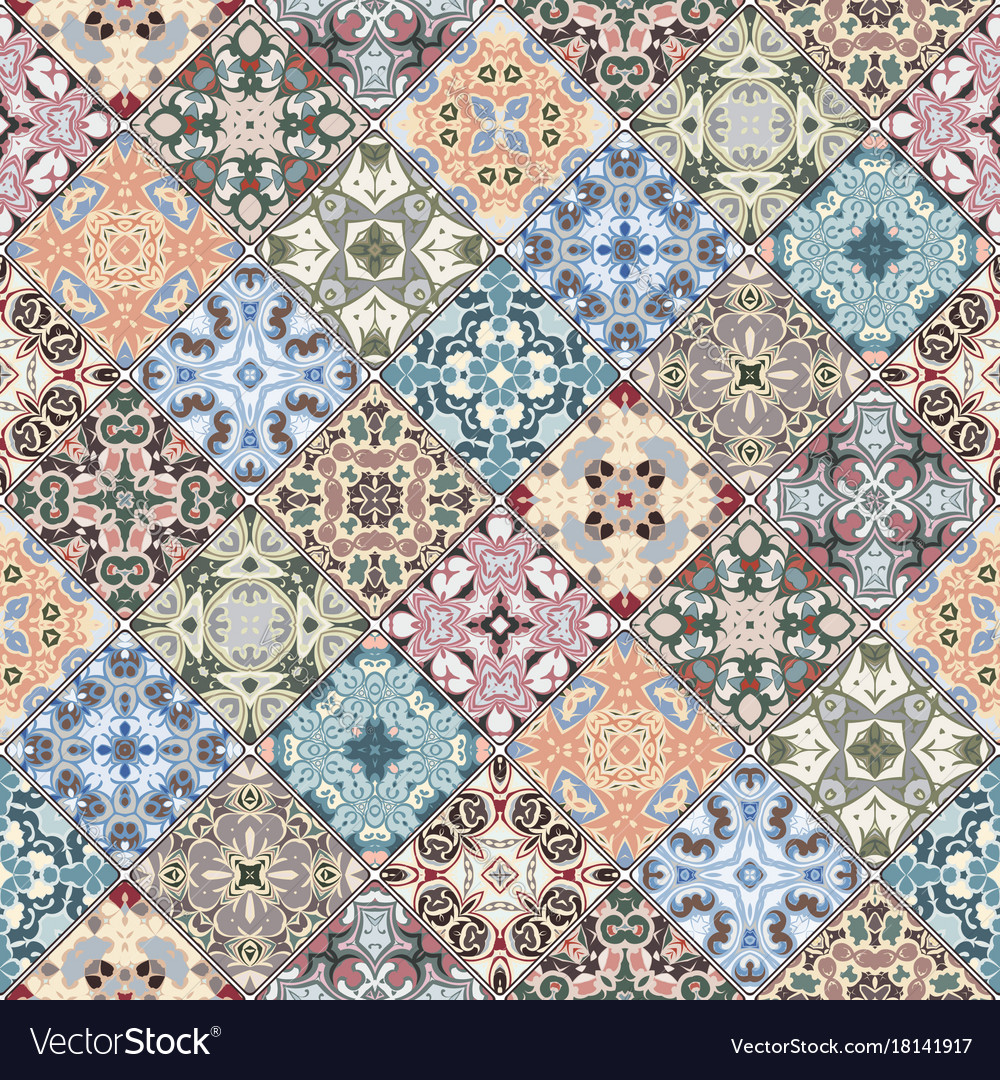 Abstract patterns in the mosaic set Royalty Free Vector