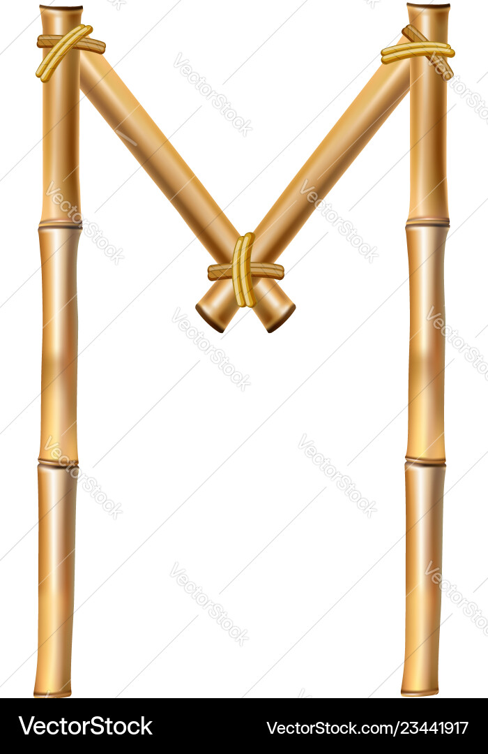 Bamboo alphabet letter m isolated on white Vector Image