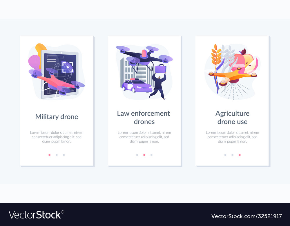 Drone technology app interface template Royalty Free Vector