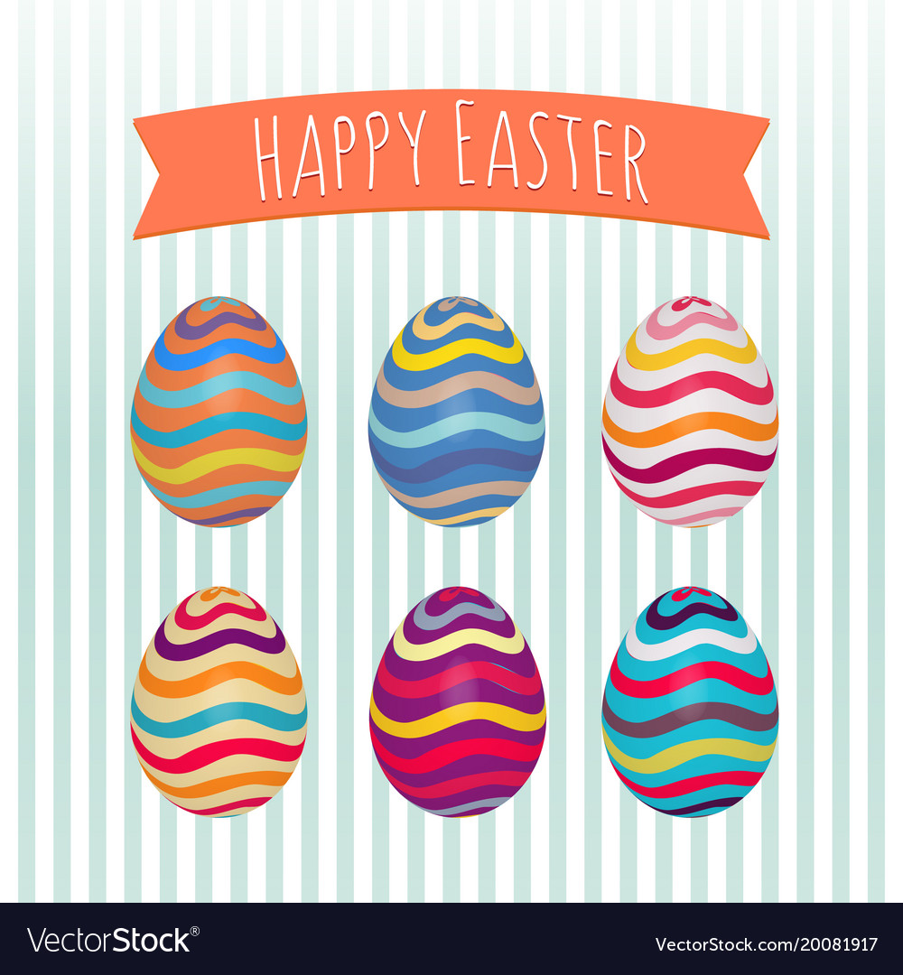 Easter eggs 3d design holiday spring pattern Vector Image