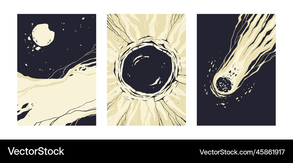 Global cataclysm posters natural disaster scenes Vector Image