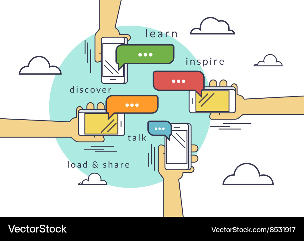 Human hand hold a smartphone and sending messages Vector Image