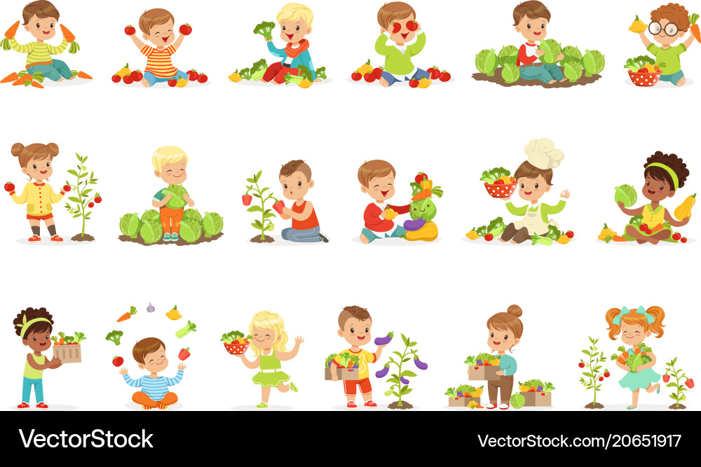 Little children having fun and playing with Vector Image
