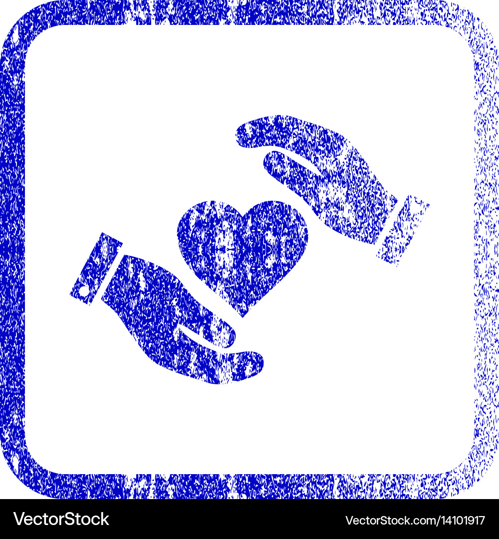 Love heart care hands framed textured icon Vector Image