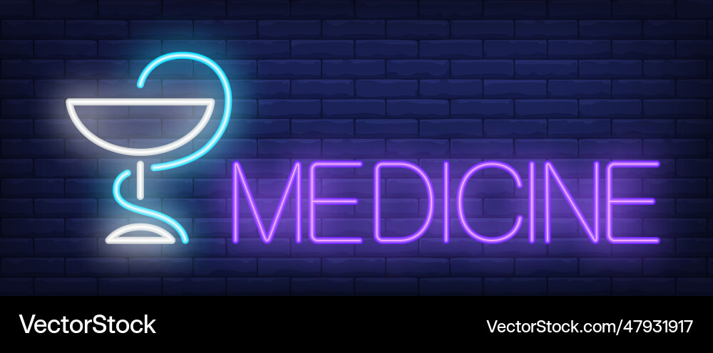 Medicine neon sign Royalty Free Vector Image - VectorStock