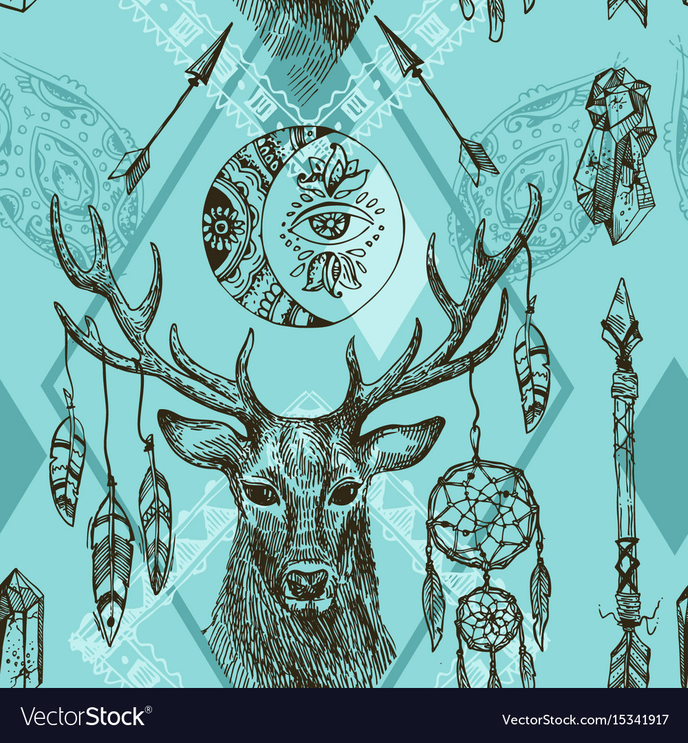 Seamless pattern deer Royalty Free Vector Image