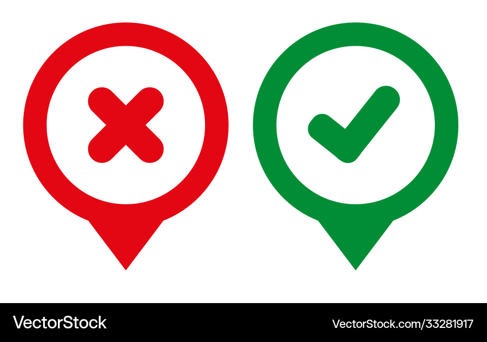 Tick and cross icon on white background Royalty Free Vector