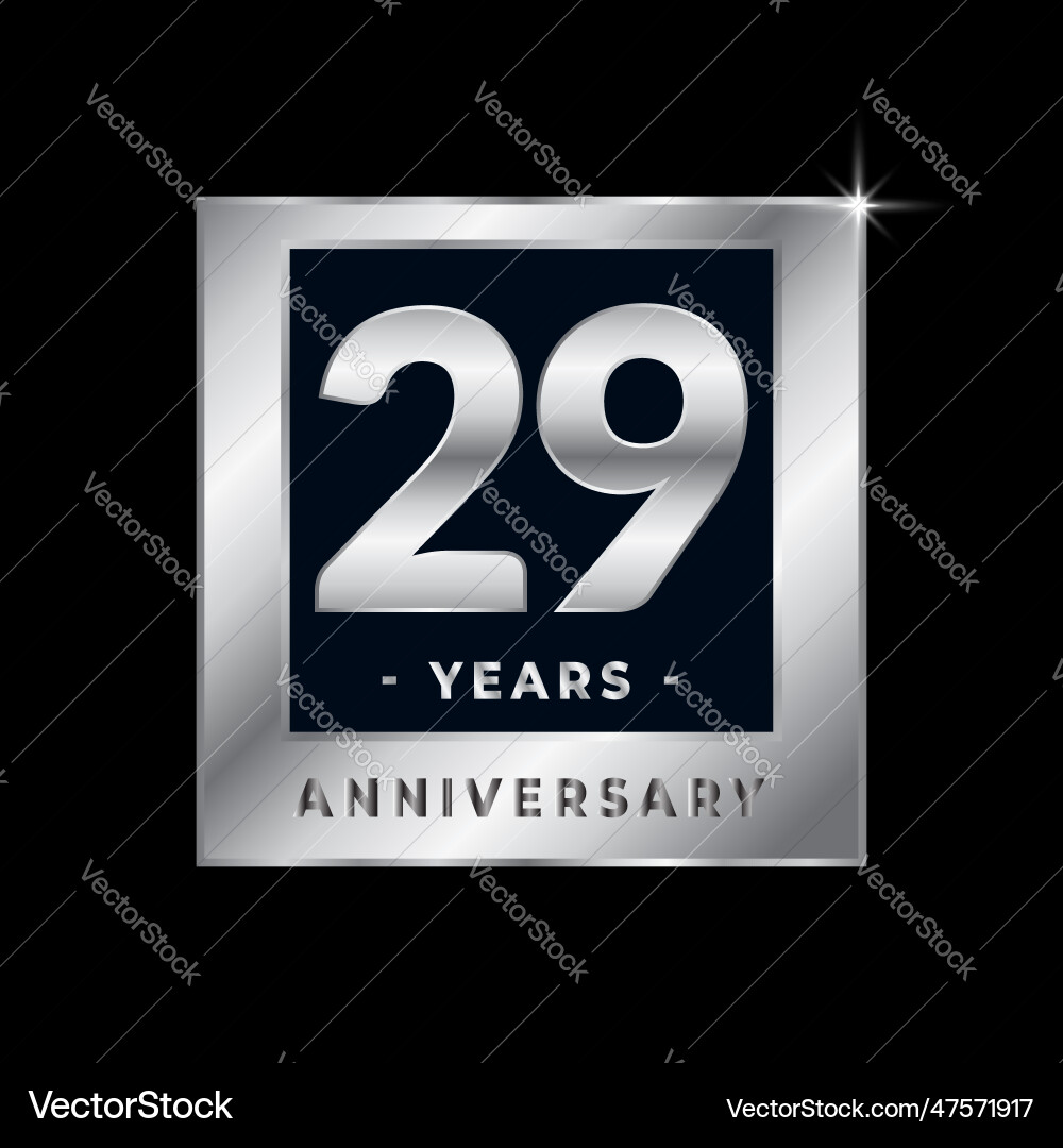 Twenty nine years anniversary celebration emblem Vector Image