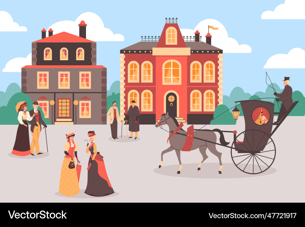 Victorian historical period scene flat style Vector Image