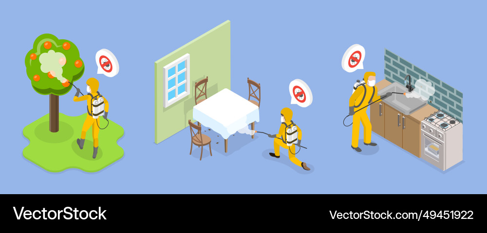 3d isometric flat of pest Royalty Free Vector Image