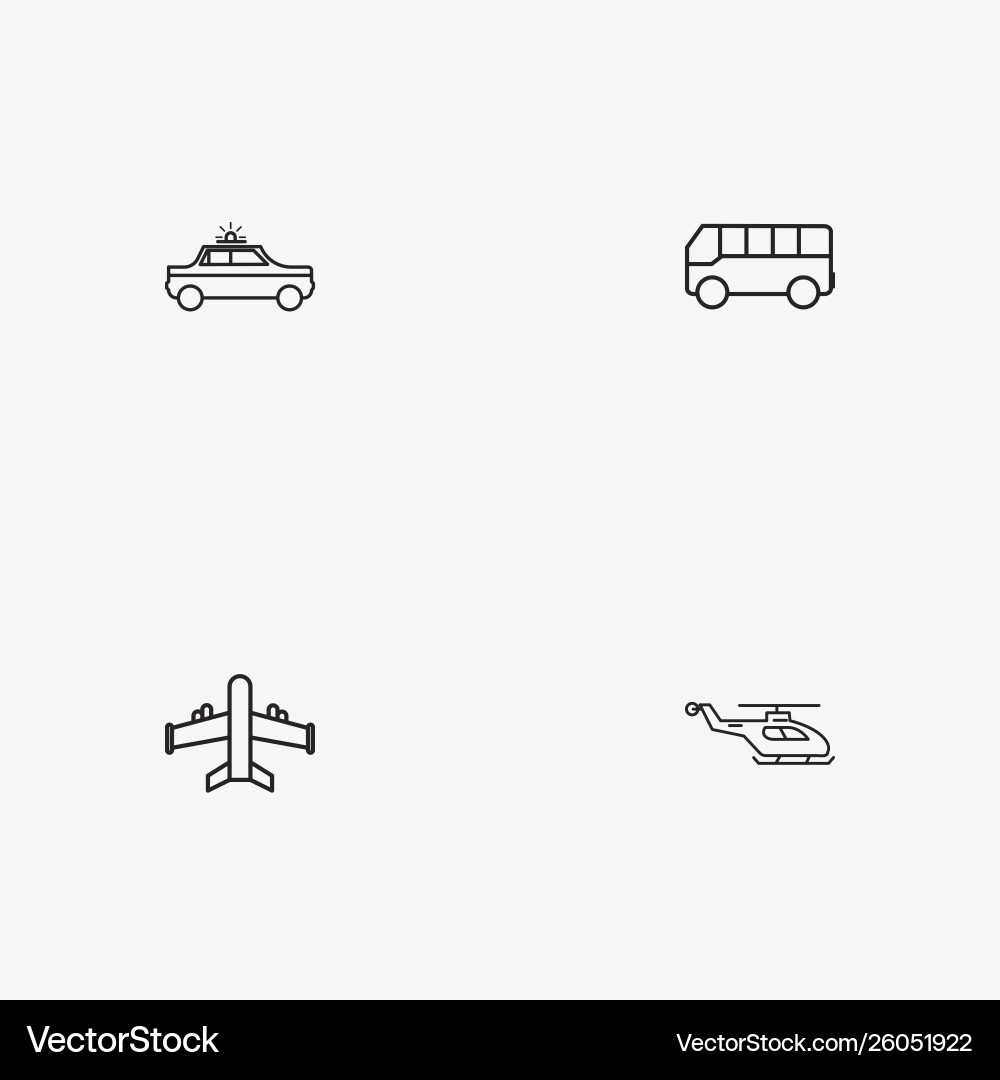 4 useful simple transport icons Royalty Free Vector Image