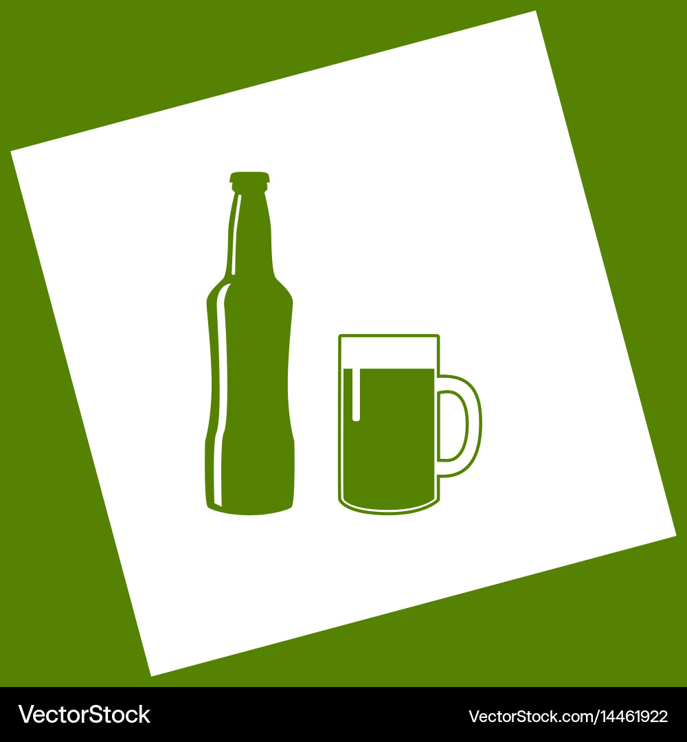 Beer bottle sign white icon obtained Royalty Free Vector