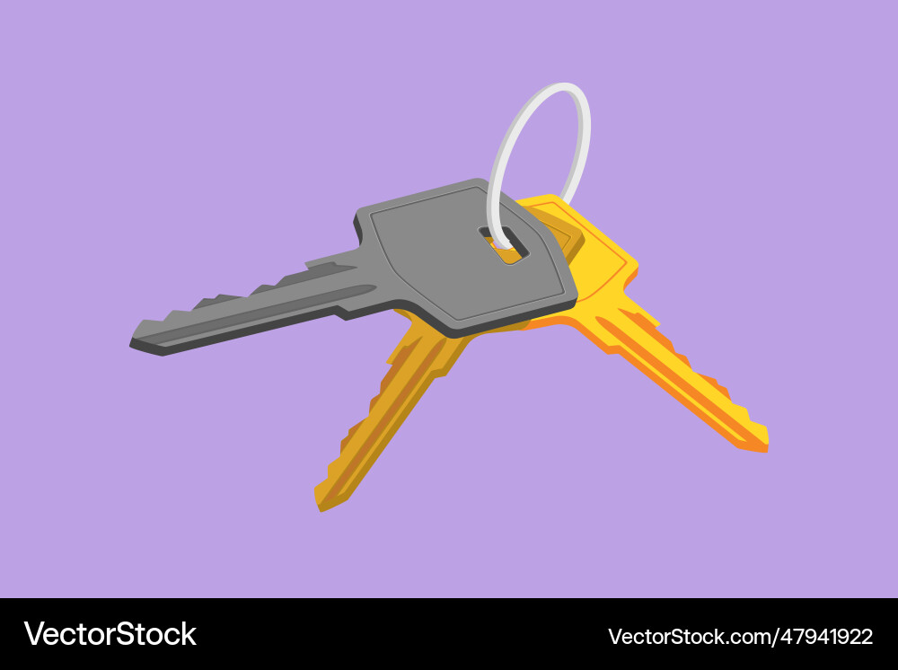 Cartoon flat style drawing three keys logo icon Vector Image