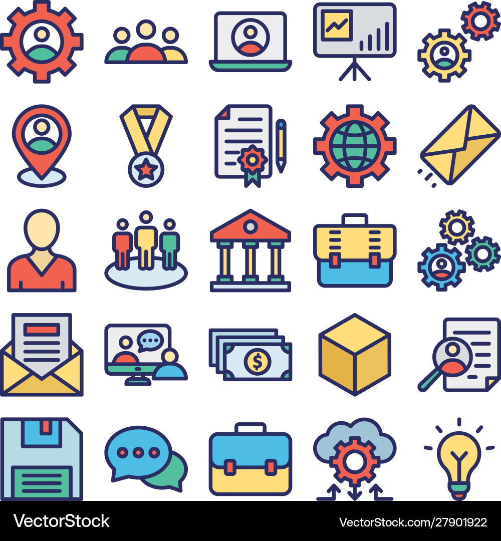 Corporate isolated icons set every Royalty Free Vector Image