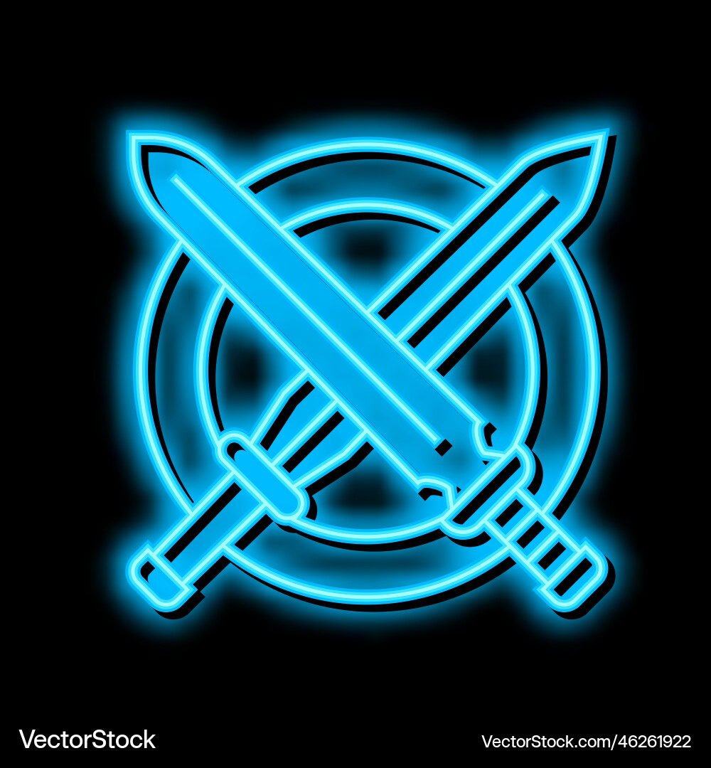 Crossed sword ancient greece neon glow icon Vector Image