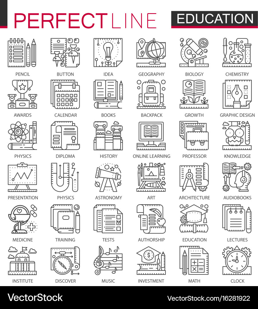 Education outline mini concept symbols modern Vector Image