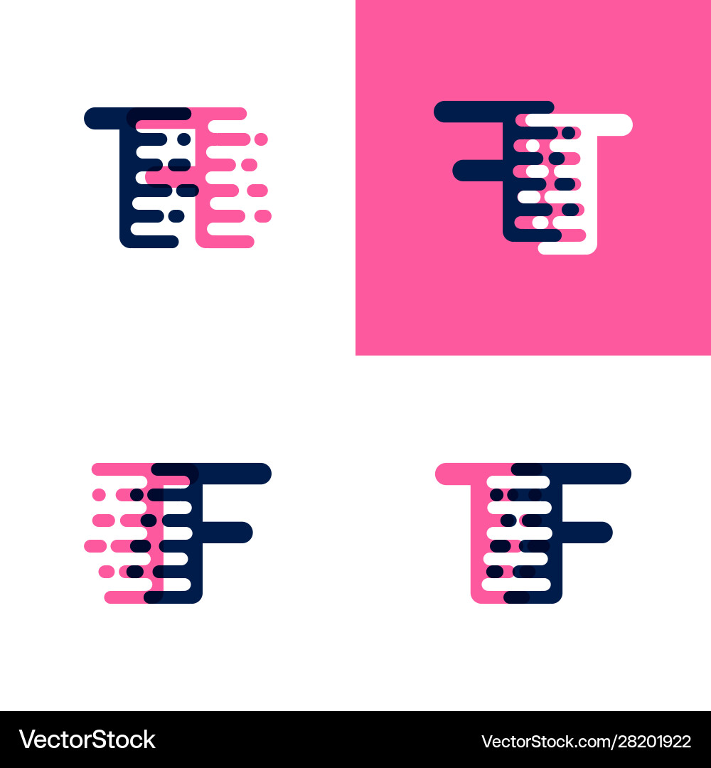 Ft letters logo with accent speed in pink Vector Image