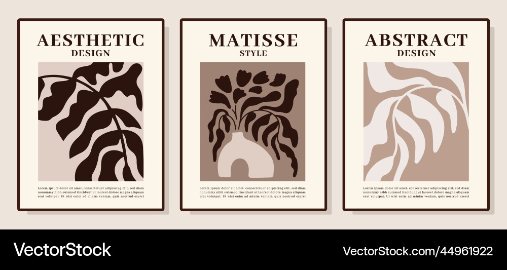 Matisse art botanical hipster posters collection Vector Image