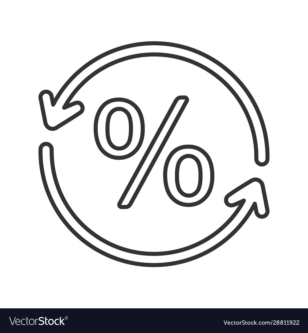 Percent conversion linear icon Royalty Free Vector Image