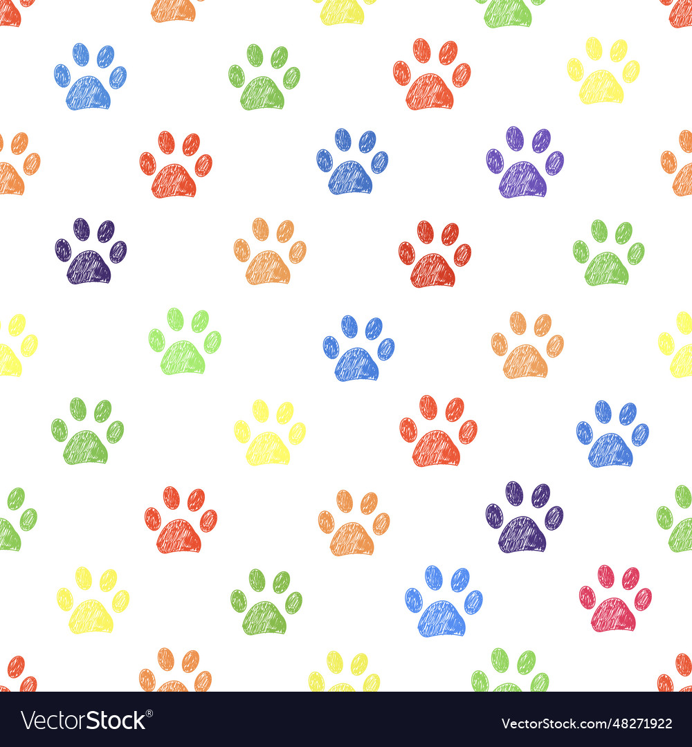Rainbow colored paw prints pattern Royalty Free Vector Image