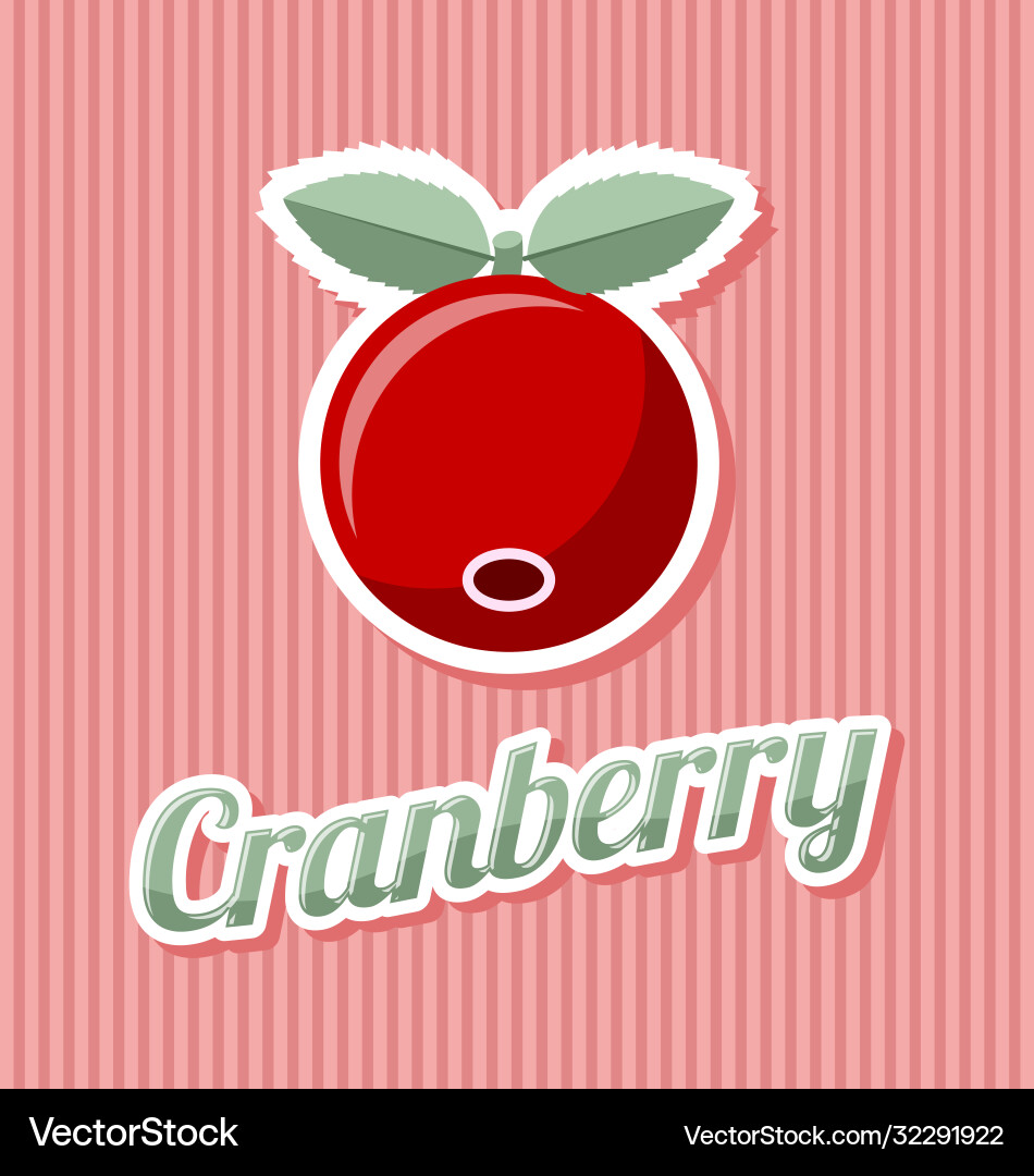 Retro cranberry with title on striped background Vector Image