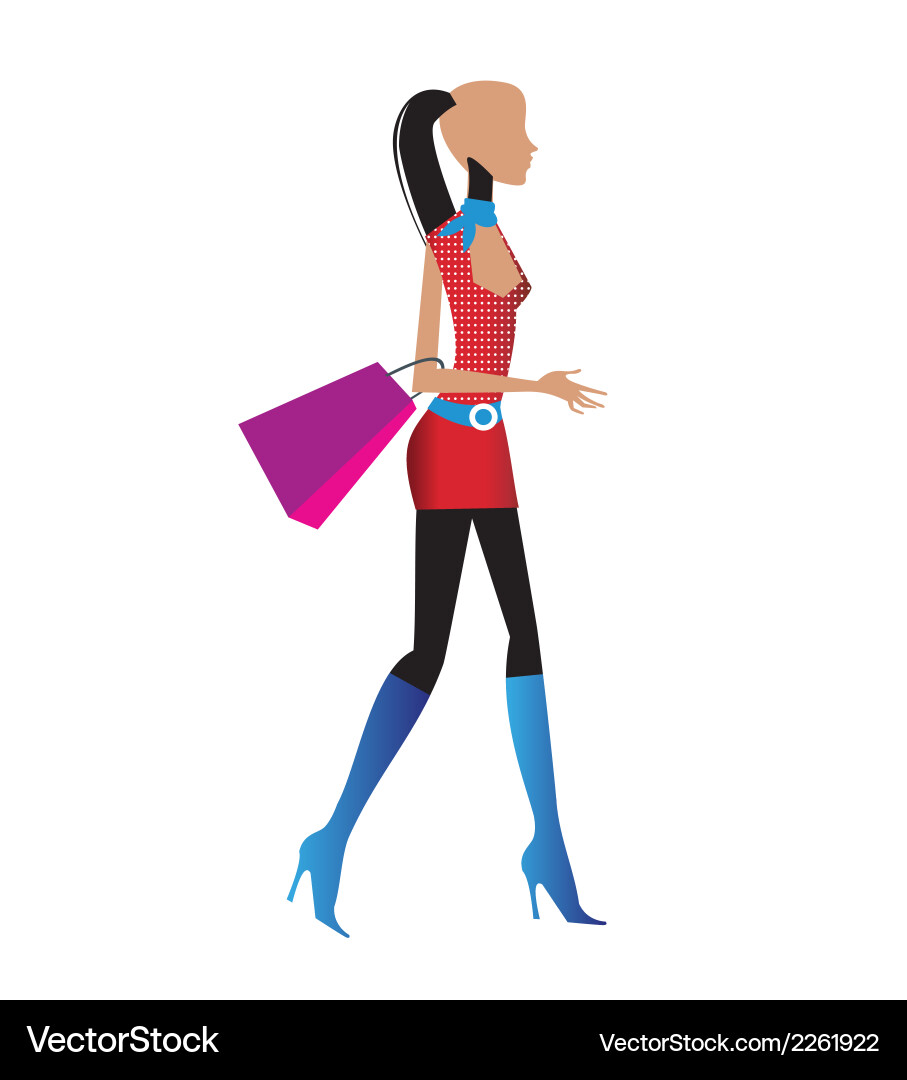 Shopping girl Royalty Free Vector Image - VectorStock