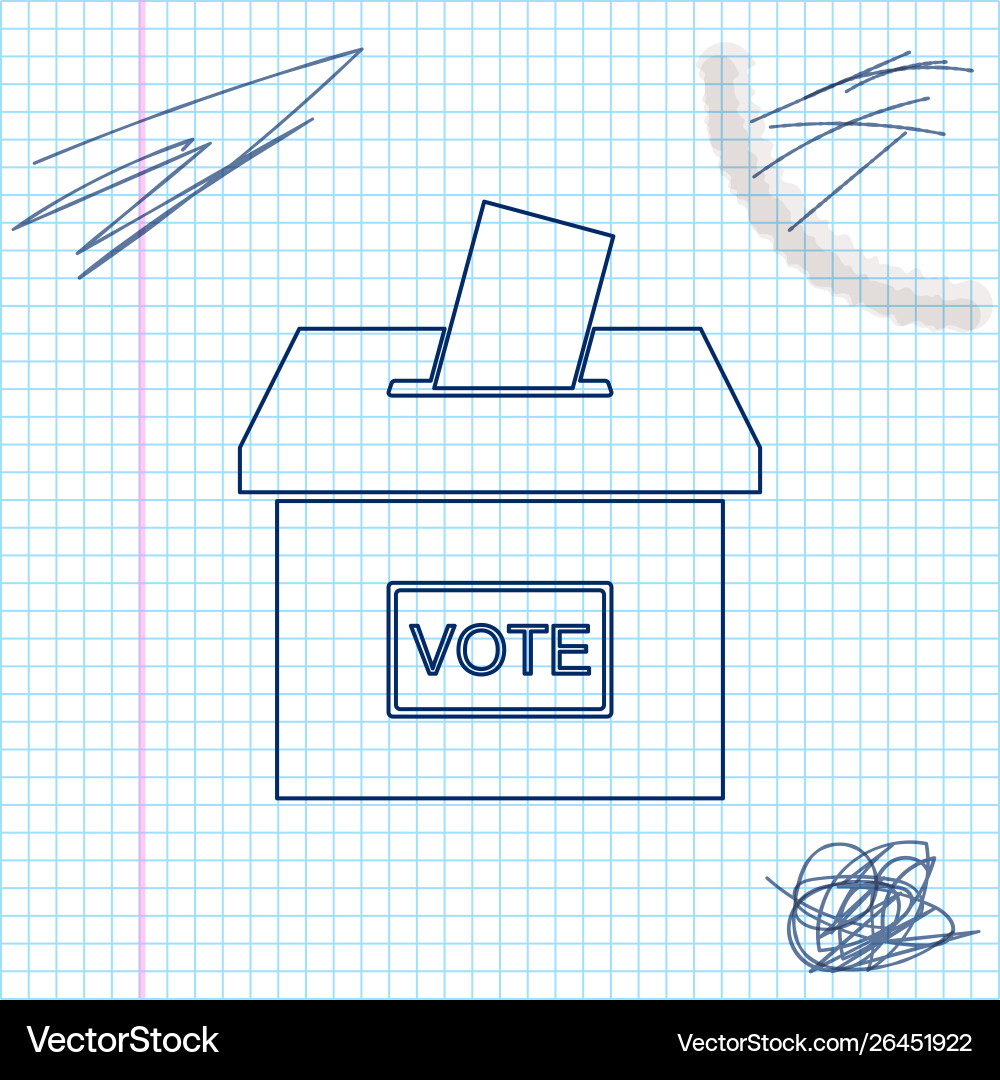 Vote box or ballot with envelope line sketch Vector Image