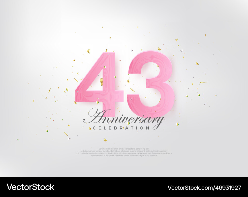 43th anniversary celebration with beautiful pink Vector Image