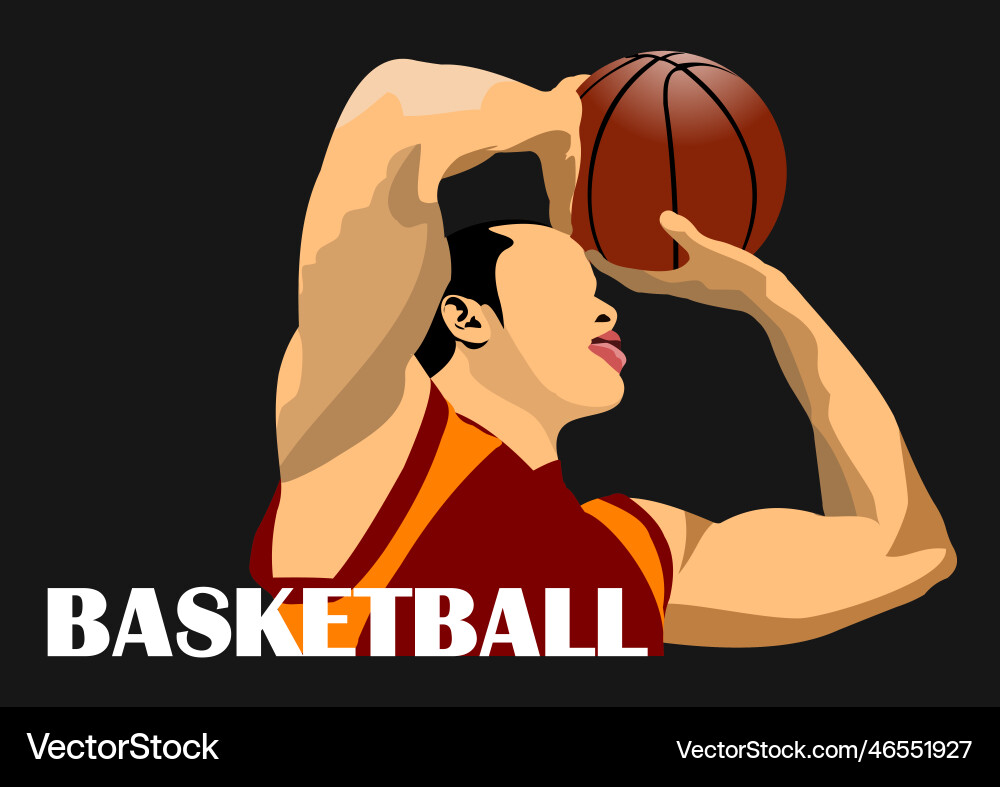Basketball player poster colored 3d for designers Vector Image