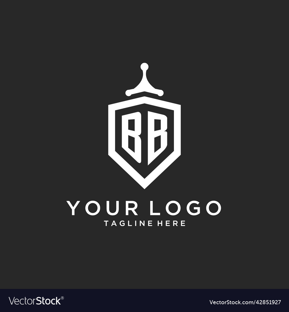 Bb monogram logo initial with shield guard shape Vector Image
