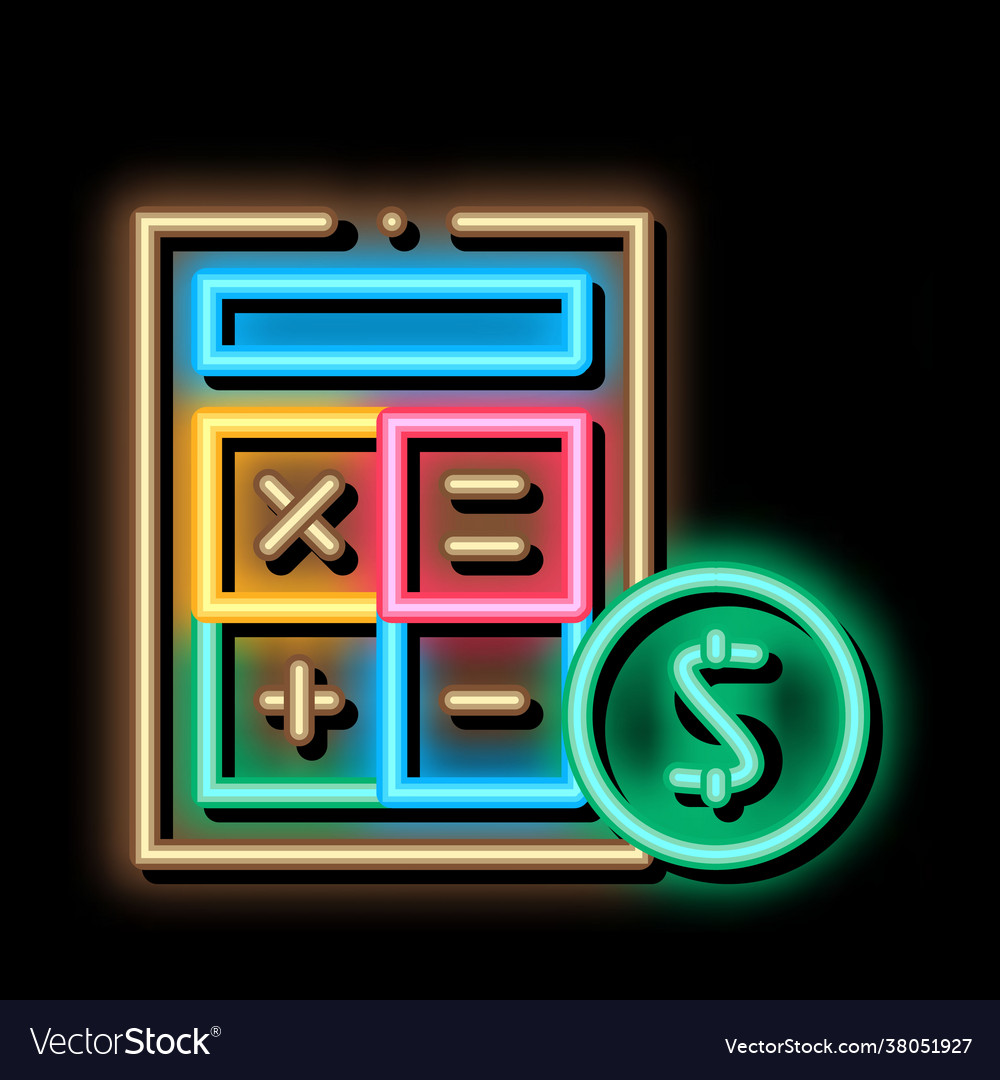Calculator coin neon glow icon Royalty Free Vector Image Calculator coin neon glow icon Royalty Free Vector Image