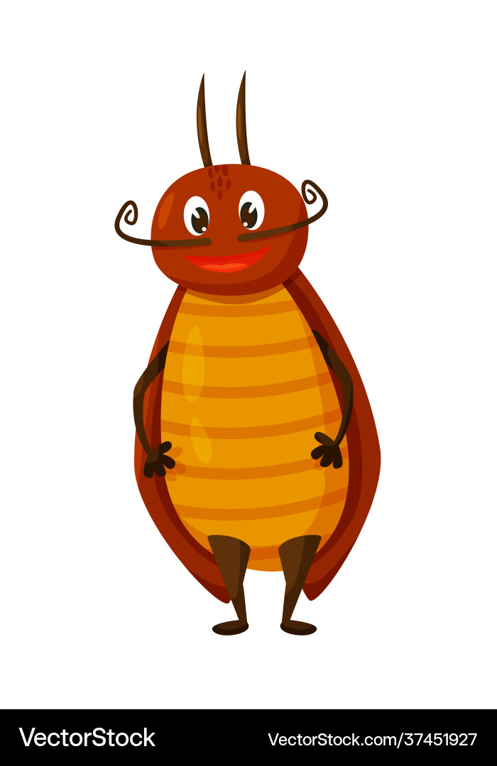 Comic cartoon cockroach mascot isolated on white Vector Image