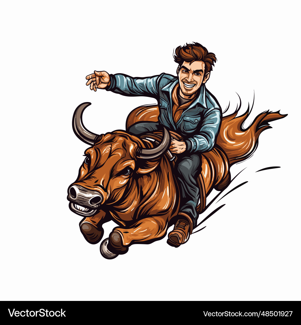 Cowboy riding a bull rodeo Royalty Free Vector Image