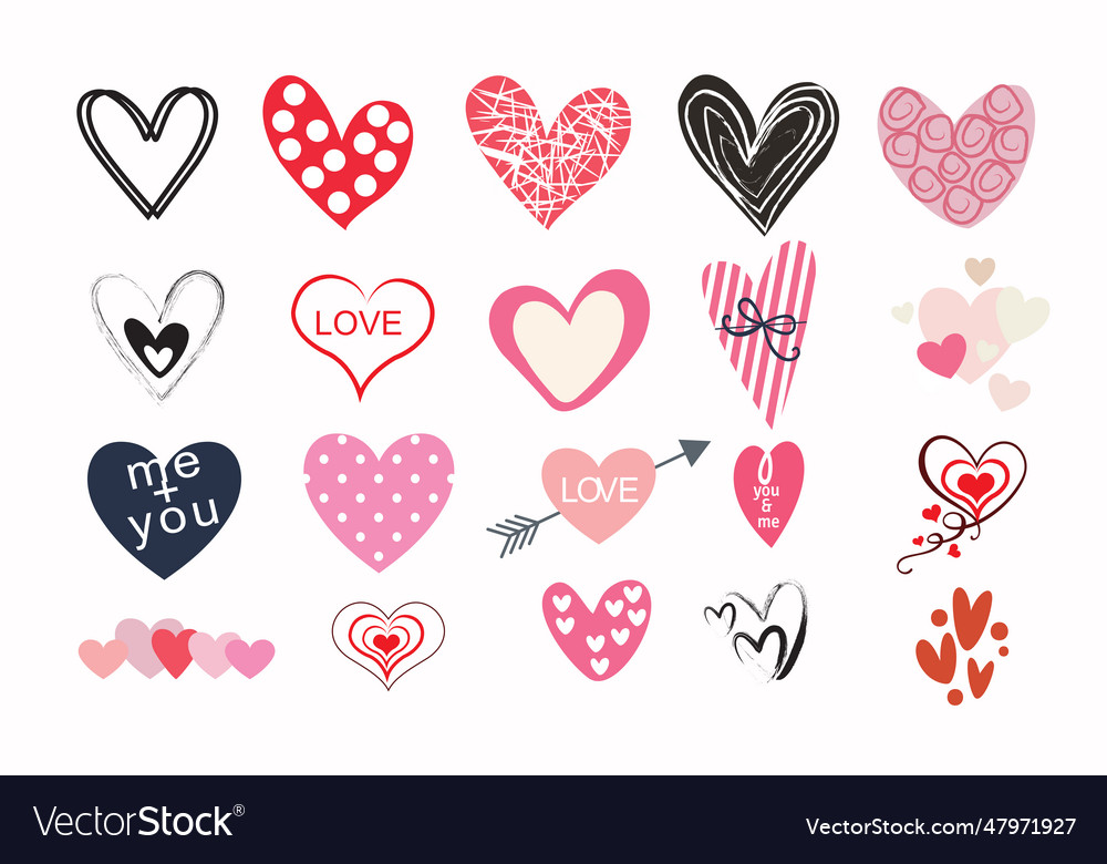 Cute heart elements Royalty Free Vector Image - VectorStock