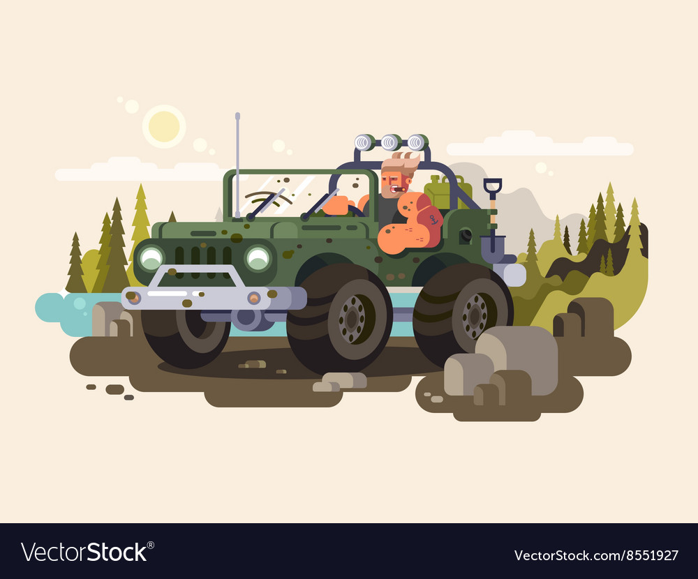 Driver controls SUV Royalty Free Vector Image - VectorStock