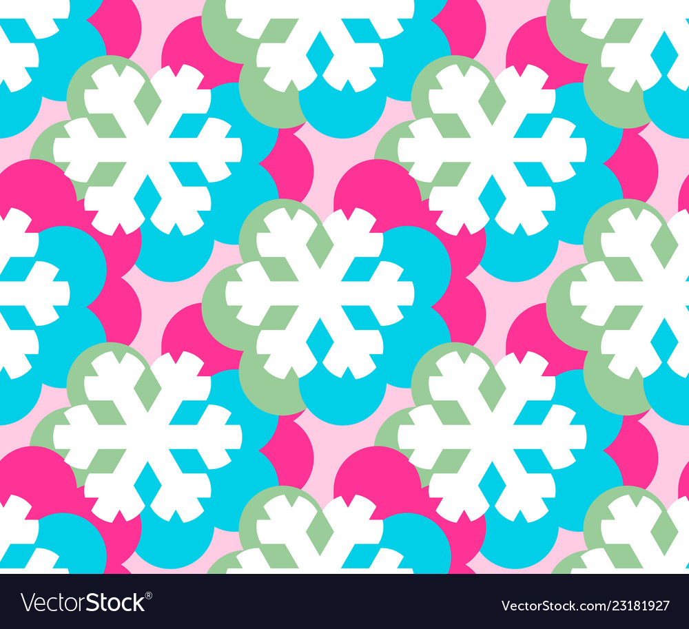Geometrical snowflakes seamless pattern winter Vector Image