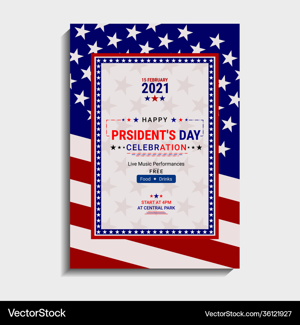 Presidents day template design Royalty Free Vector Image