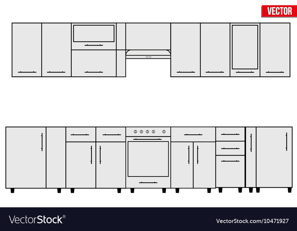 Sample of modular kitchen objects Royalty Free Vector Image