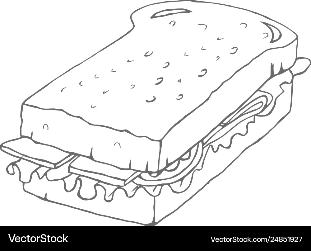 Sandwich outline drawing great for restaurant Vector Image