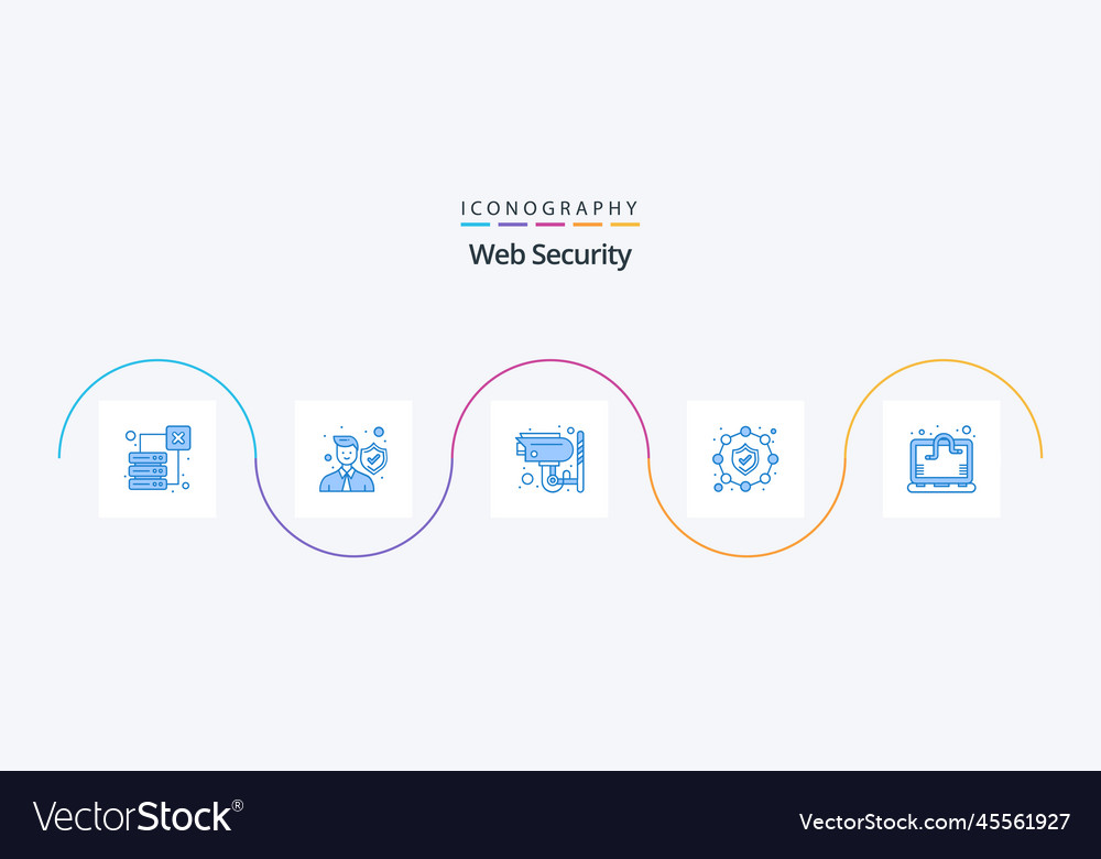 Web security blue 5 icon pack including computer Vector Image